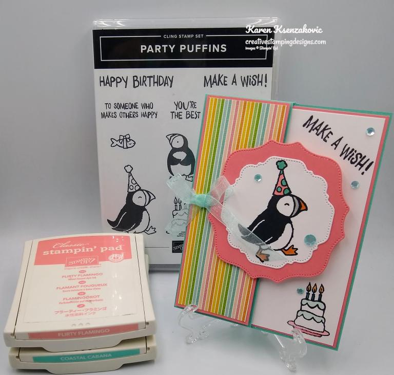 Stampin’ Up! Party Puffins for Fun Fold Friday | Creative Stamping Designs
