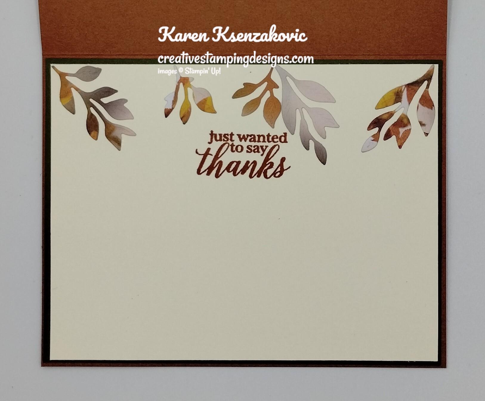 Stampin’ Up! Around The Bend Fall Thank You | Creative Stamping Designs