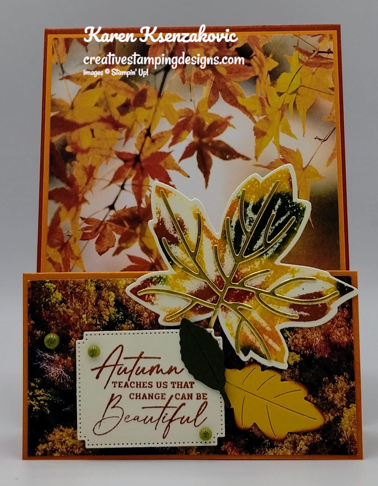 Stampin’ Up! Autumn Leaves Easel Fun Fold Card | Creative Stamping Designs