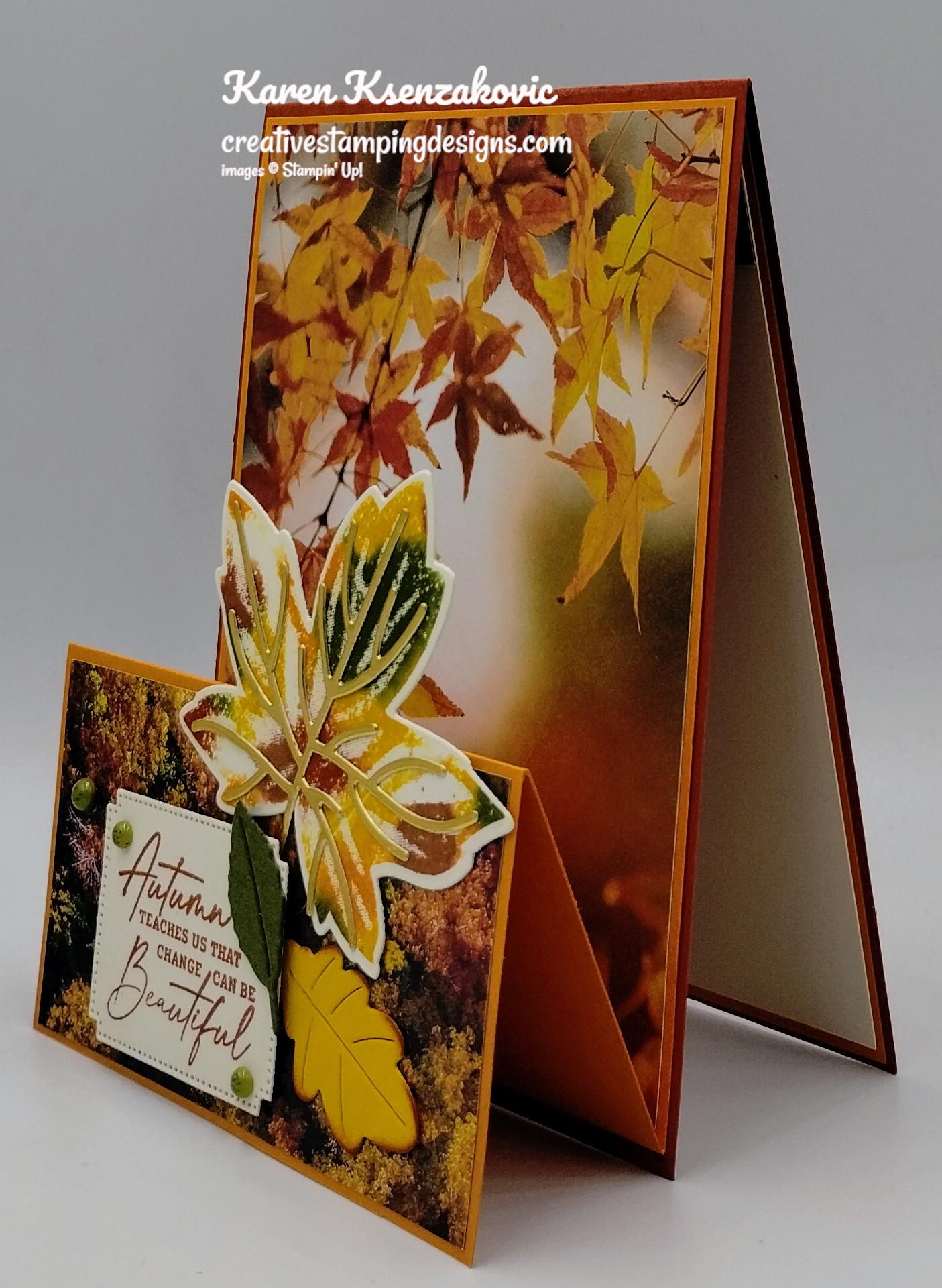 Stampin’ Up! Autumn Leaves Easel Fun Fold Card | Creative Stamping Designs