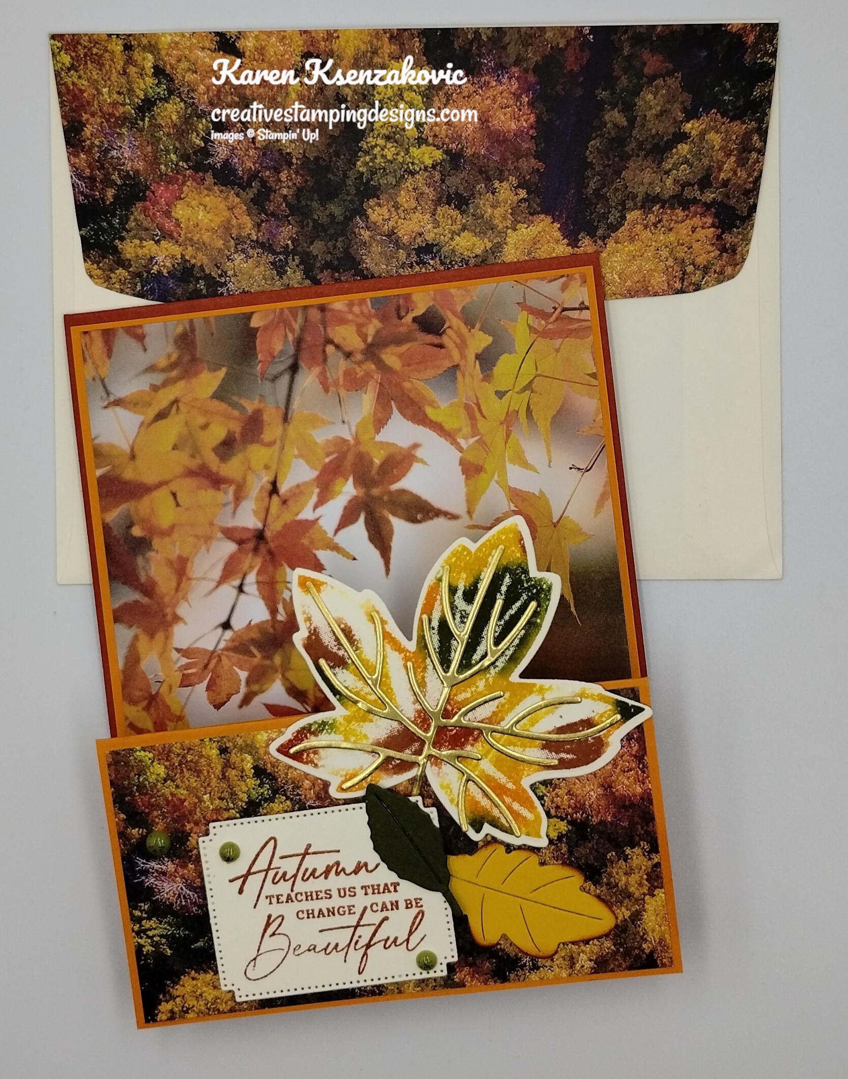 Stampin’ Up! Autumn Leaves Easel Fun Fold Card | Creative Stamping Designs