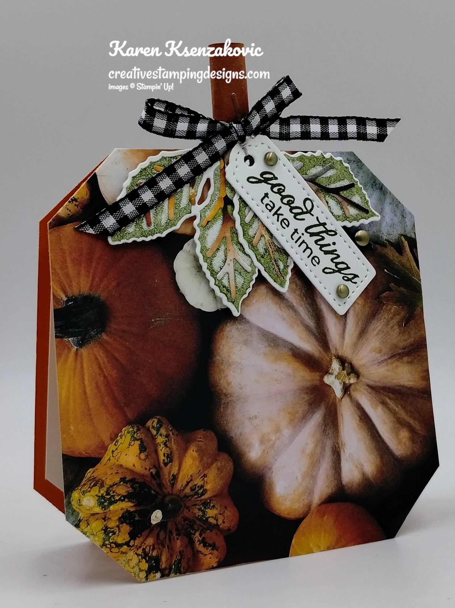 Stampin’ Up! Autumn Leaves Pumpkin Card | Creative Stamping Designs