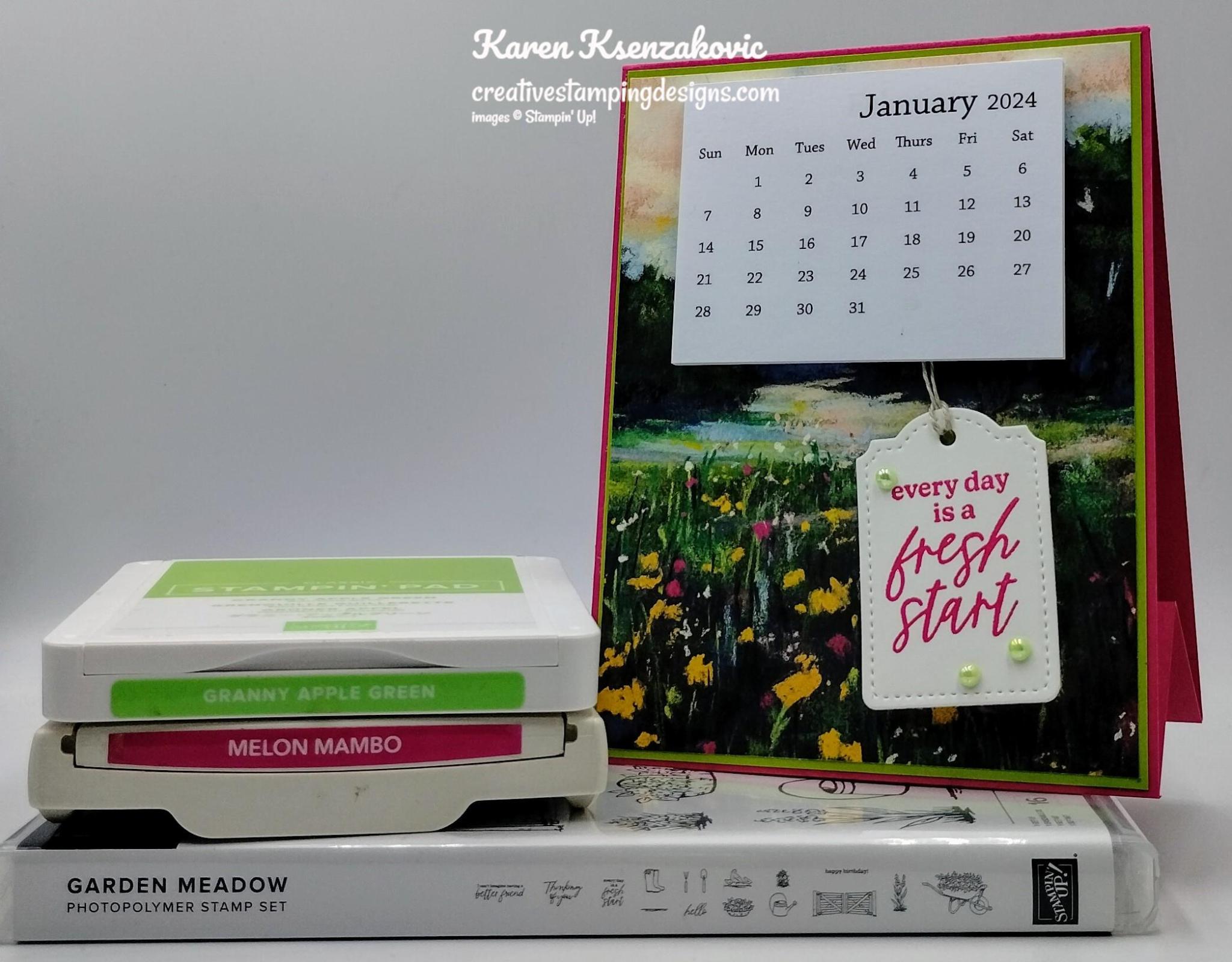 Stampin’ Up! Garden Meadow Easel Calendar | Creative Stamping Designs