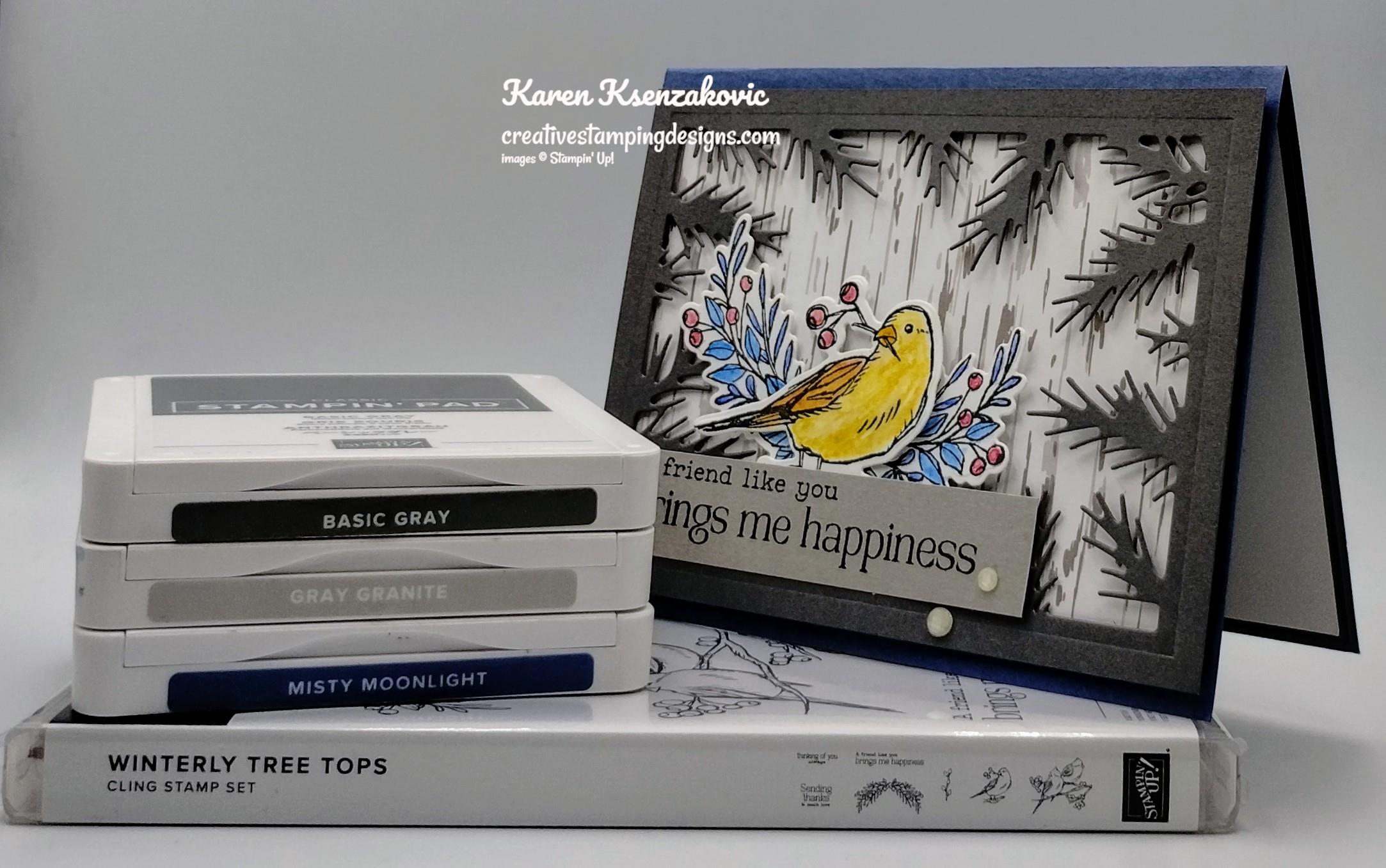 Stampin’ Up! Winterly Tree Tops in Gray | Creative Stamping Designs