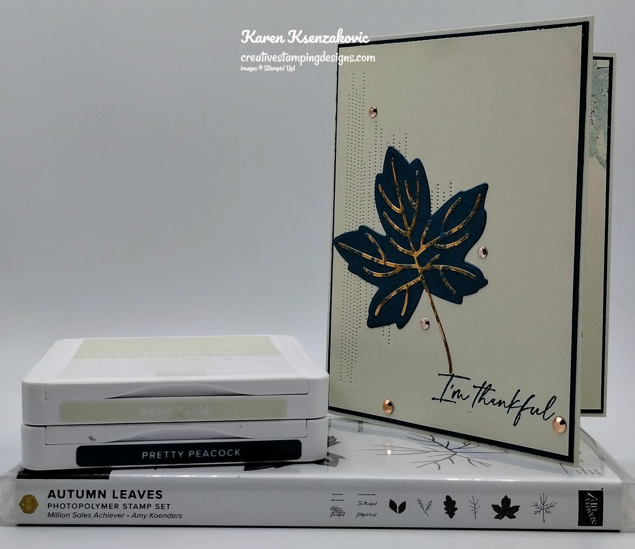 Stampin’ Up! Autumn Leaves CAS in Peacock | Creative Stamping Designs