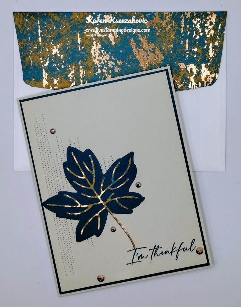 Stampin’ Up! Autumn Leaves CAS in Peacock | Creative Stamping Designs