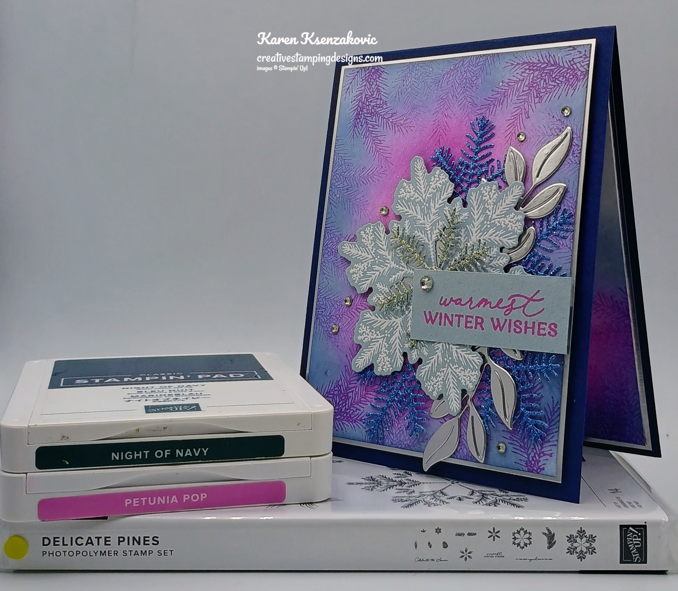 Stampin’ Up! Delicate Pines in Night of Navy | Creative Stamping Designs